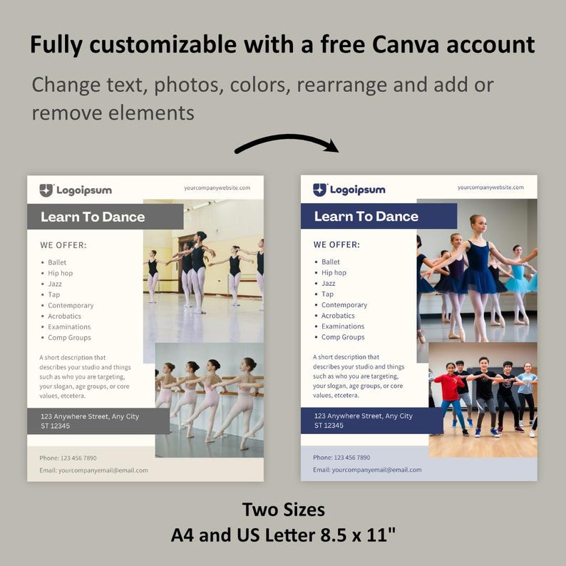 Dance Studio Flyer Template, Dance Flyer, Dance School, Dance Teachers ...