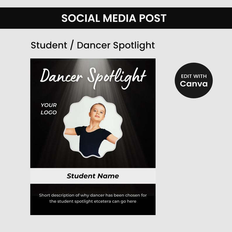 Student/dancer Spotlight Social Media Post, Editable Canva Template - Etsy