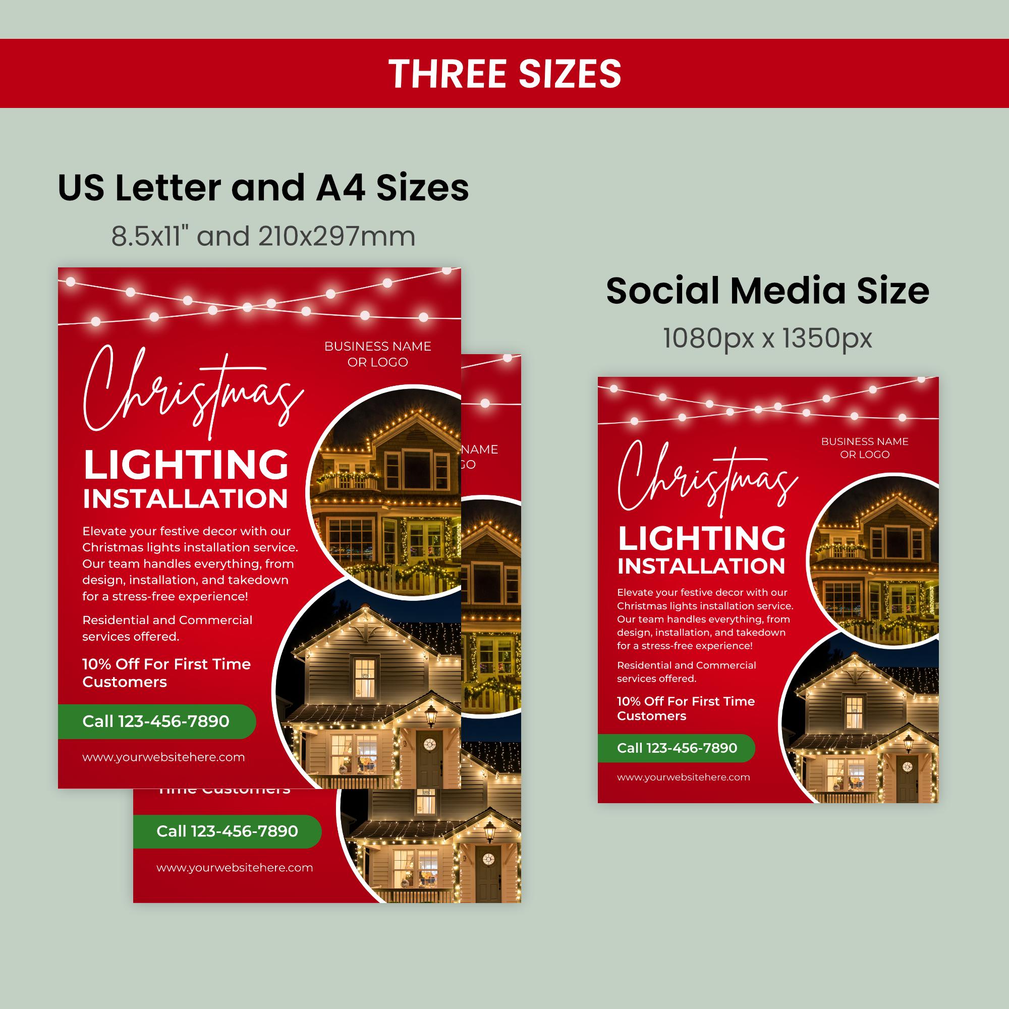 Christmas Lights Installation Service Flyer, Editable Canva Template - Etsy