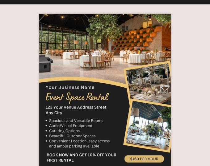 Event Space Rental Flyer Social Media, Event Venue Rental, Digital ...