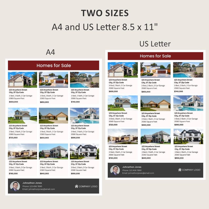 Real Estate Multiple Listings Flyer, Homes for Sale Flyer, New Listings ...