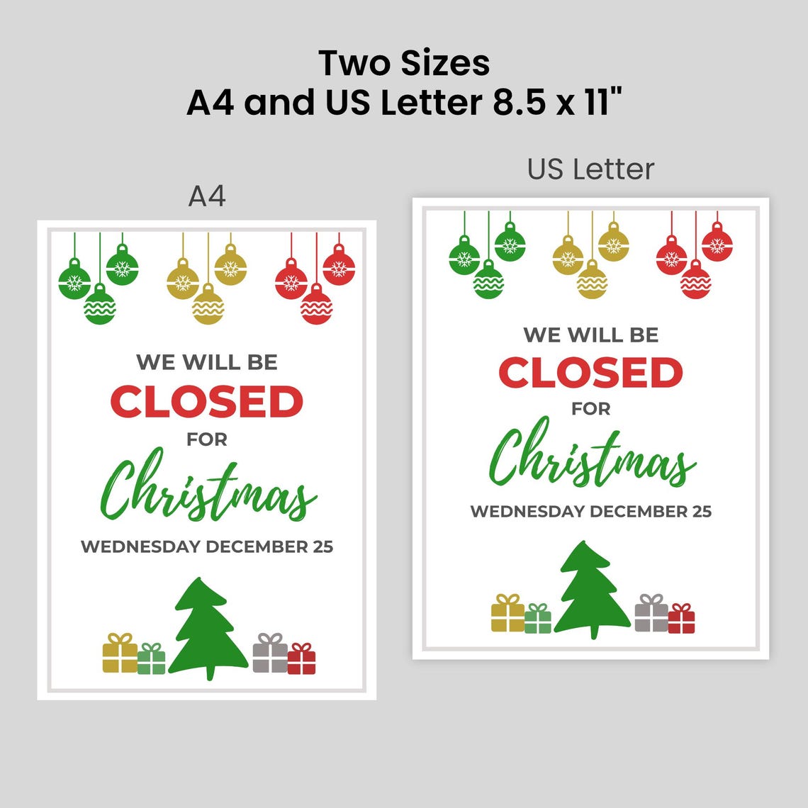 Closed for Christmas Sign for Businesses, Christmas Closed Sign, Closed ...