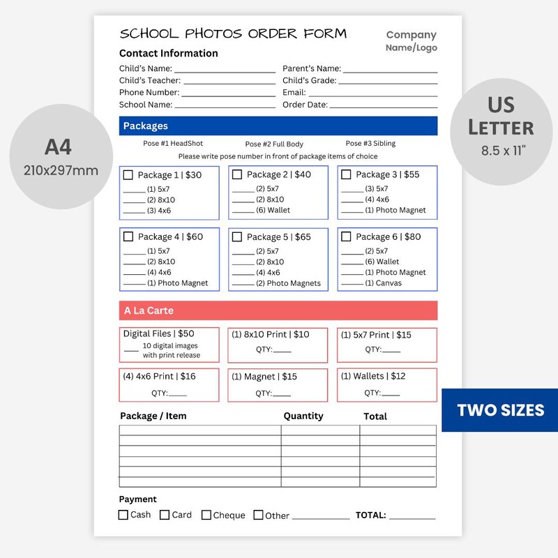 Picture Day Order Form - Etsy