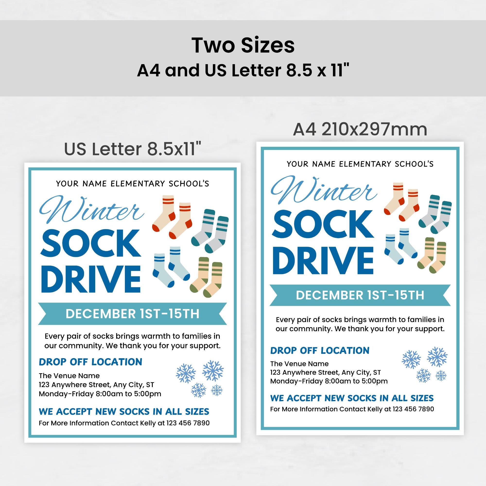 Winter Sock Drive Flyer (canva Template) - Etsy