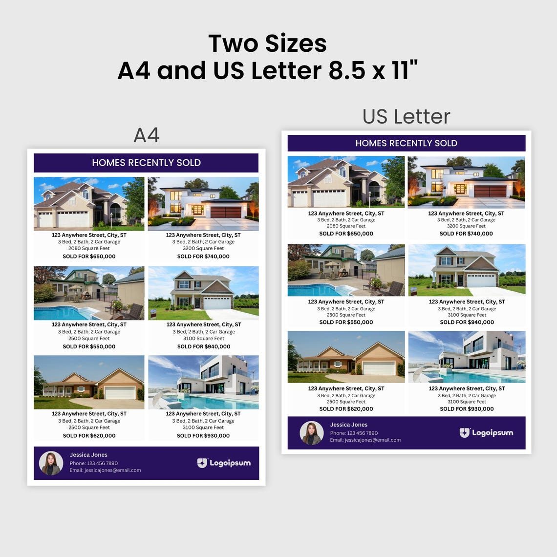 Real Estate Recently Sold Multiple Listings Flyer, Multi Listings Homes ...