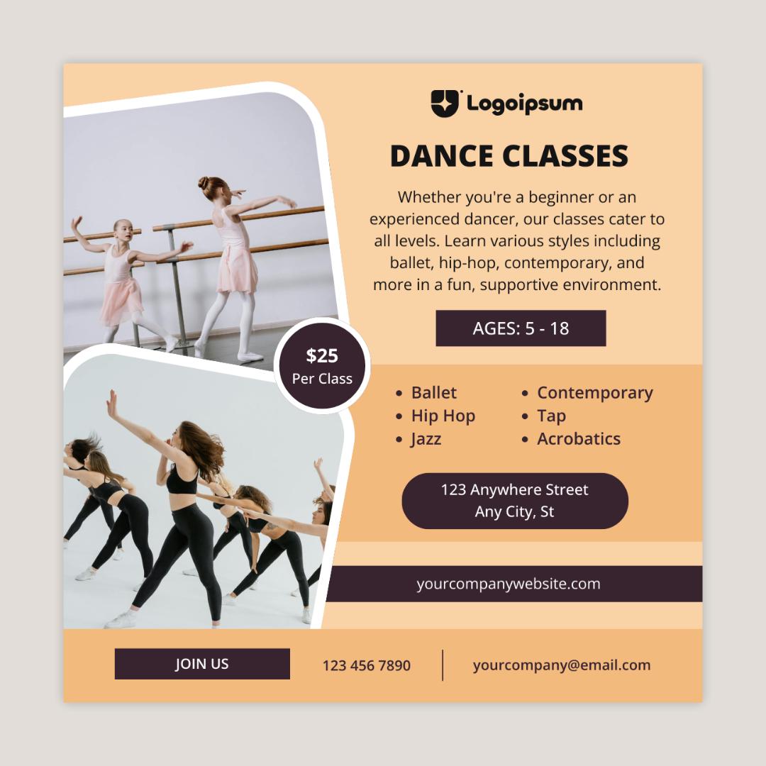 Dance Studio Flyer Template, Dance Flyer, Dance School, Dance Teachers ...