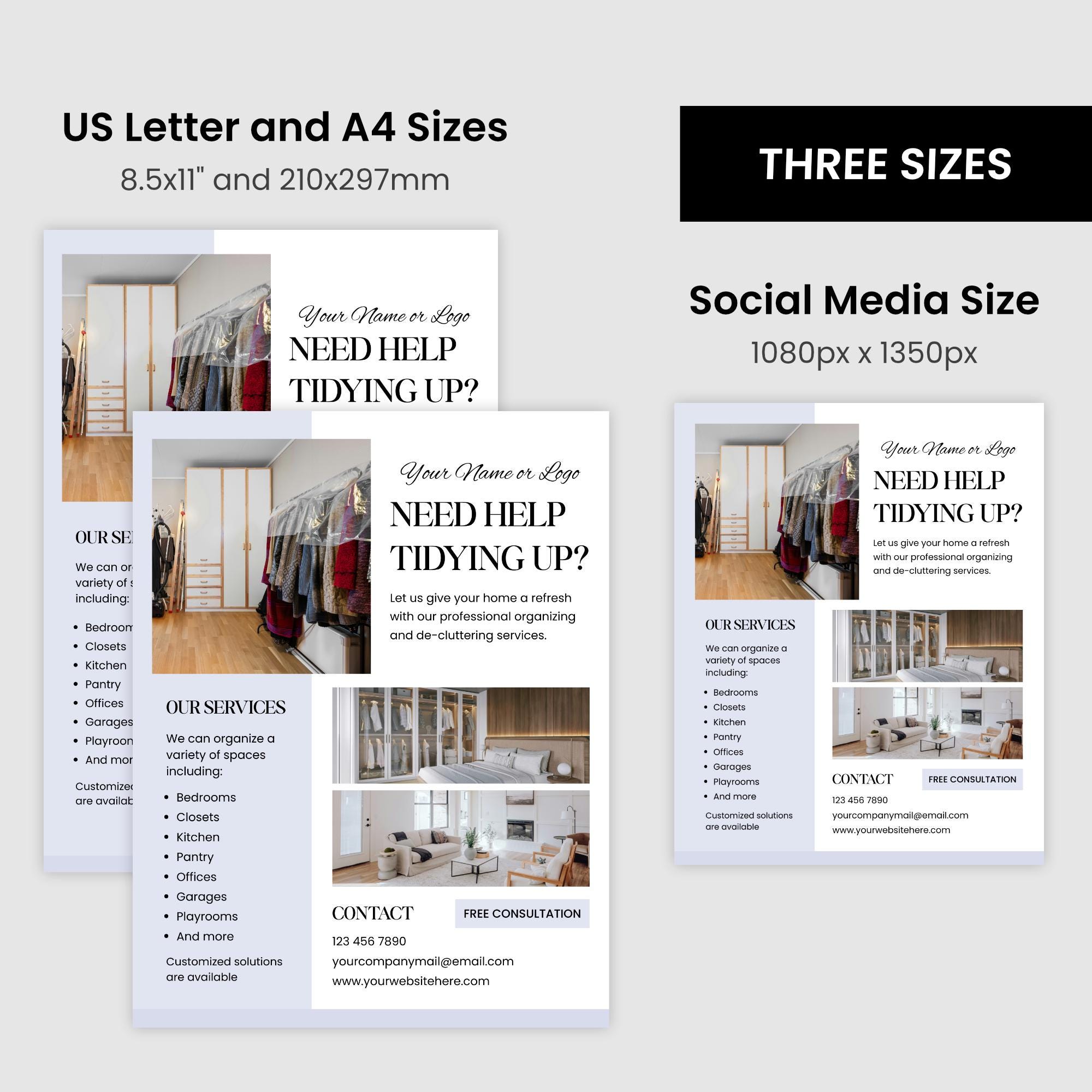 Professional Organizer Flyer, Organizing Business, Editable Canva ...