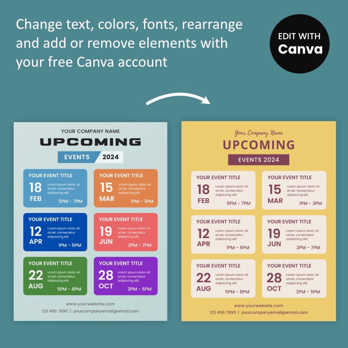Upcoming Events Schedule Flyer Template, Event Timeline, Event Program ...