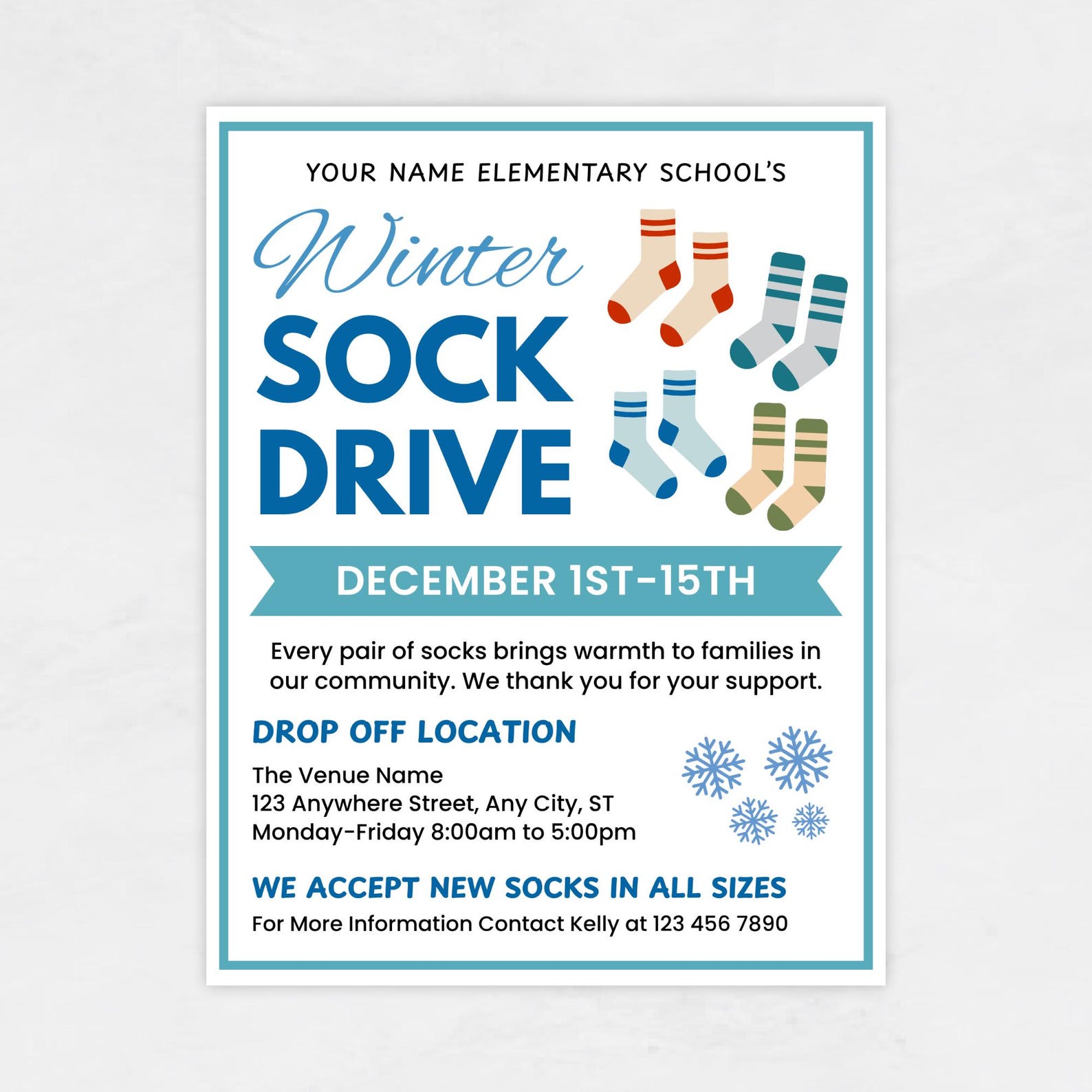 Winter Sock Drive Flyer (canva Template) - Etsy