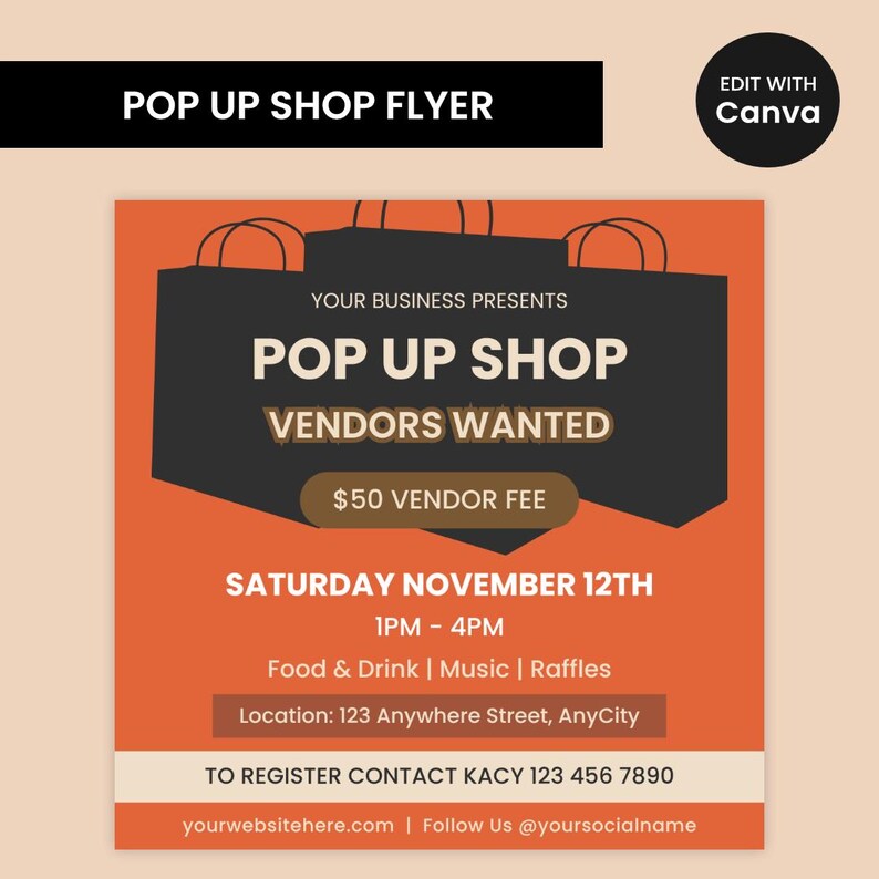 Pop up Shop Flyer, Social Media Instagram Flyer, Vendors Wanted, E ...