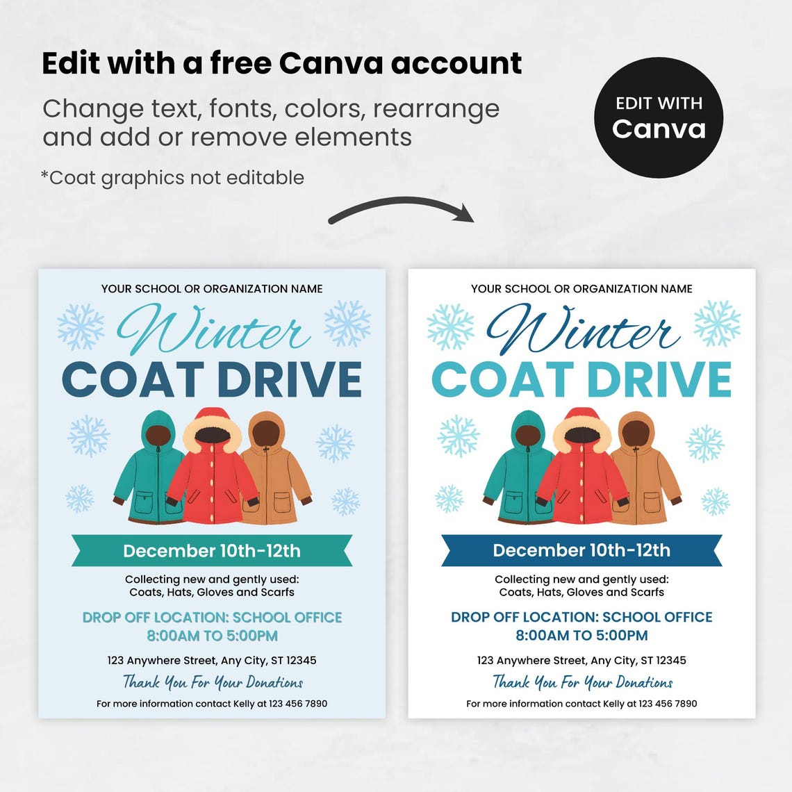 Winter Coat Drive Flyer (canva Template) - Etsy