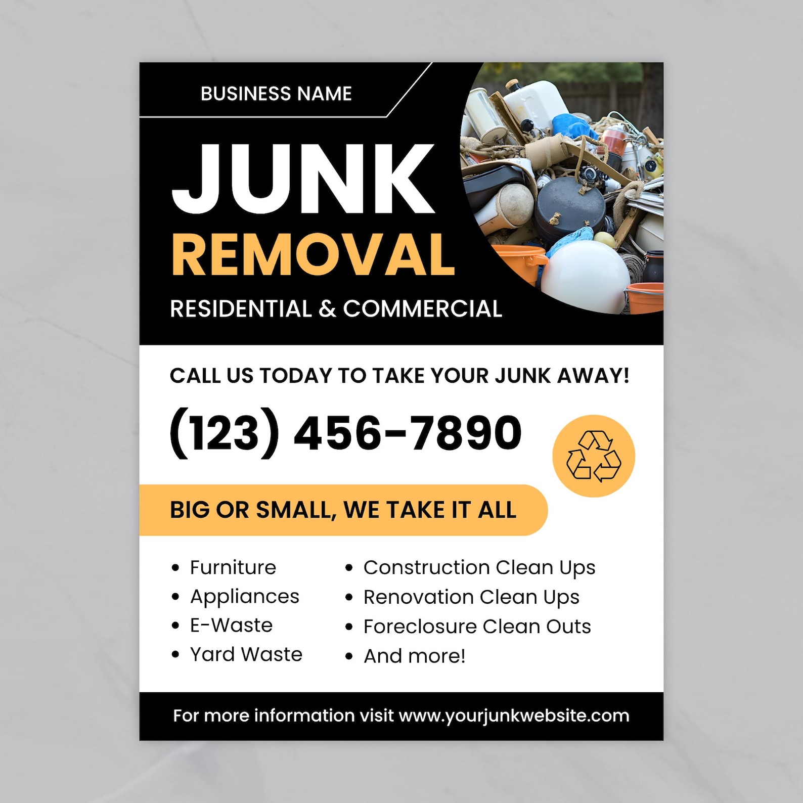 Junk Removal Service Flyer, Junk Hauling Business, Editable Canva ...
