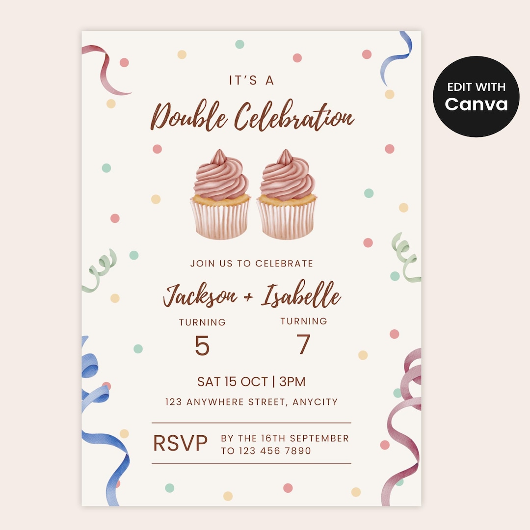 Joint Birthday Party Invitation, Double Birthday Party Invitation, Coed ...