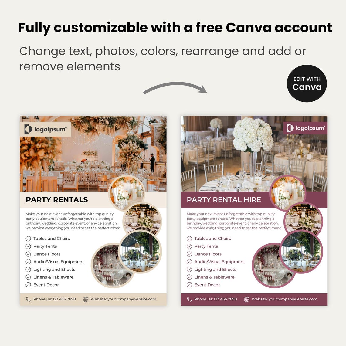 Party Rentals Flyer, Party Equipment, Event Decor Flyer, Party Decor ...