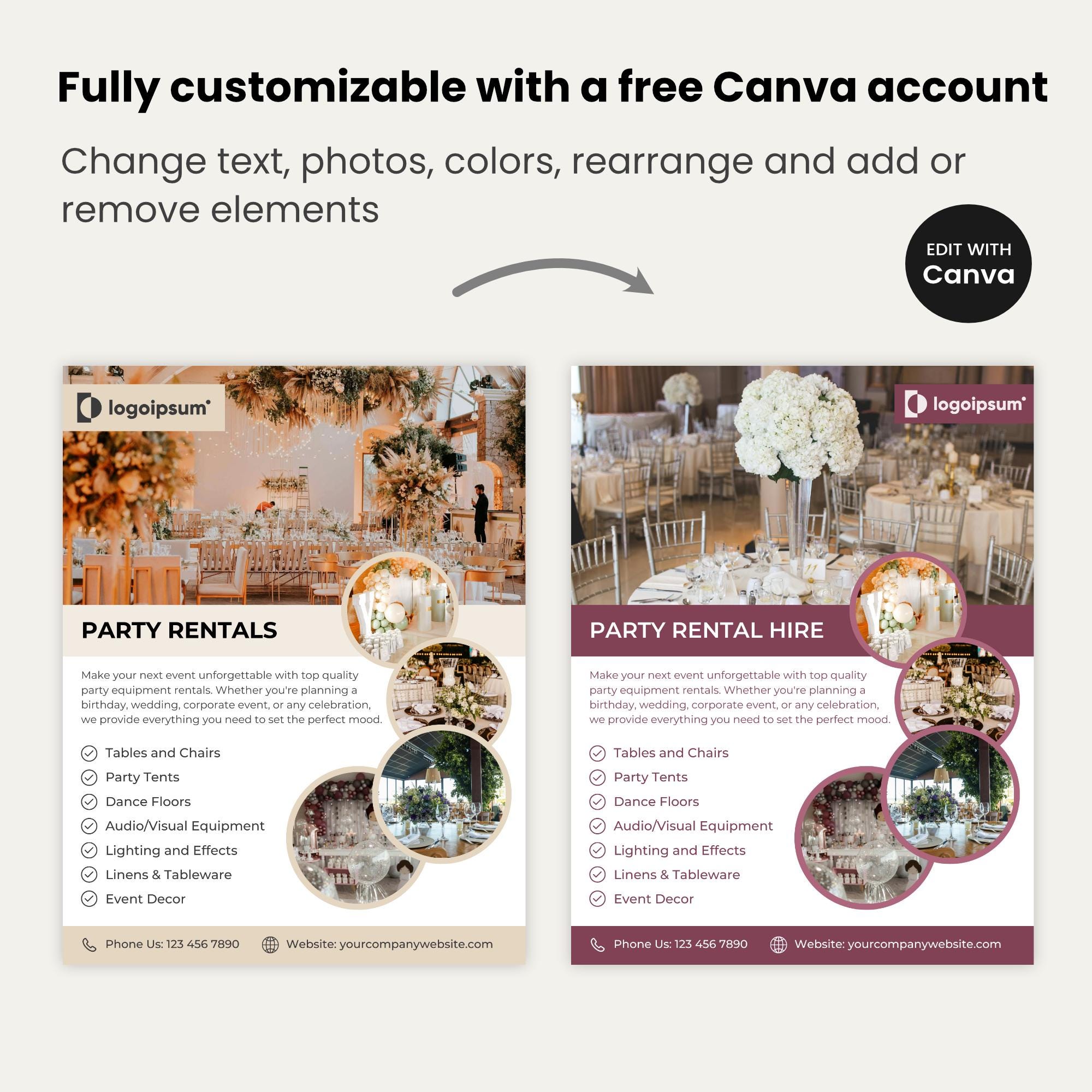 Party Rentals Flyer, Party Equipment, Event Decor Flyer, Party Decor ...