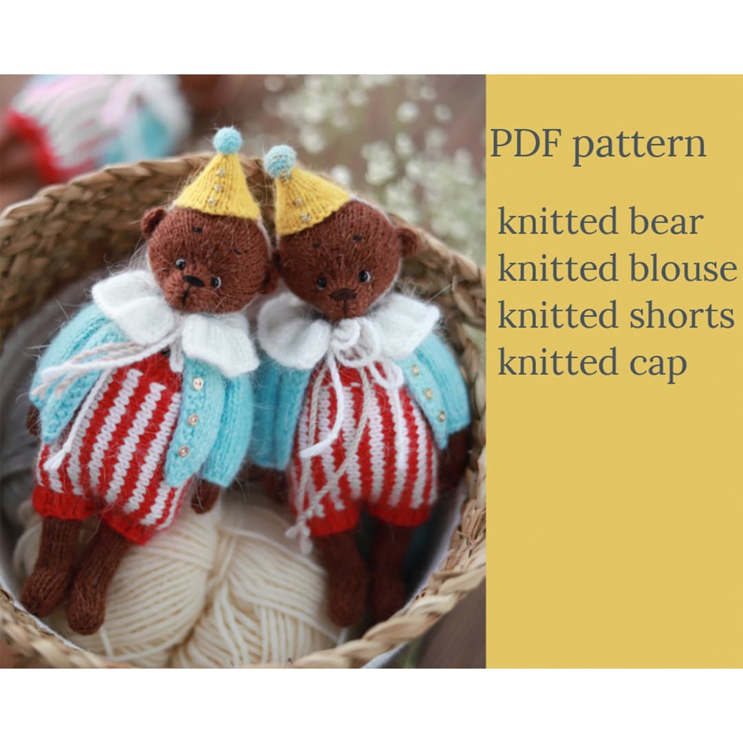 Knitted Circus Bear Clown. Detailed Pattern in English. Amigurumi ...