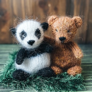 Mini Bear + Panda Knitting Pattern. Little Knitted Realistic Teddy Bear ...