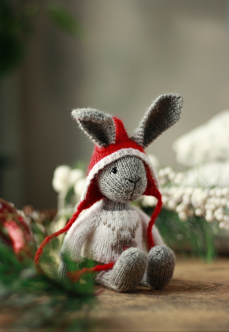Christmas Knitted Bunny Pattern. Knitting Amigurumi. PDF - Etsy