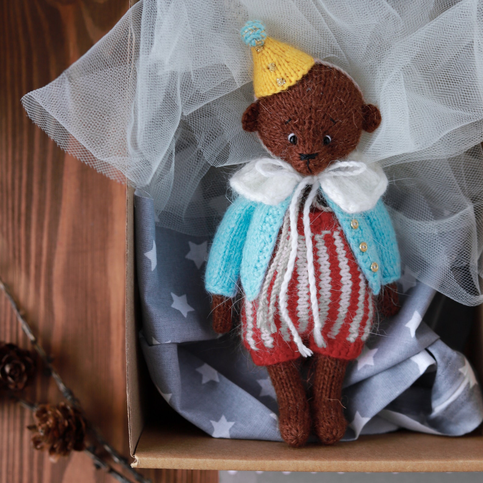 Knitted Circus Bear Clown. Detailed Pattern in English. Amigurumi ...