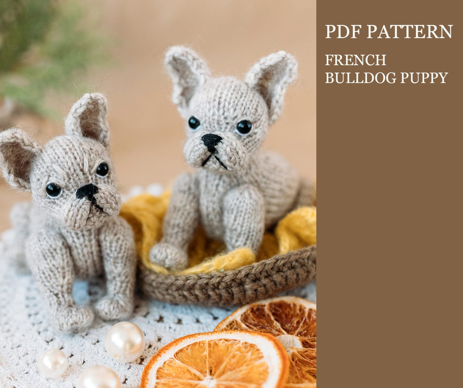 French Bulldog Puppy Knitting Pattern. Little Knitted Realistic Dog ...