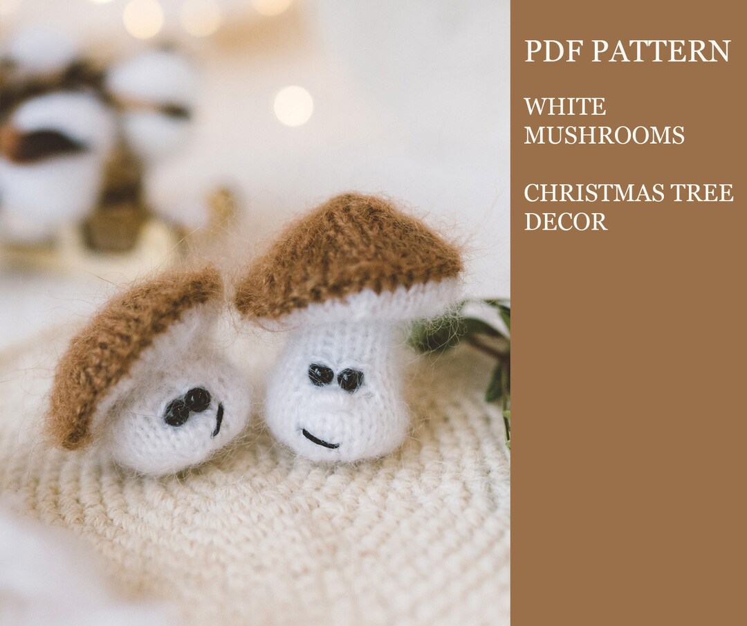 Tiny Mushrooms Knitting Pattern. Knitted Christmas Tree Decor Step by ...