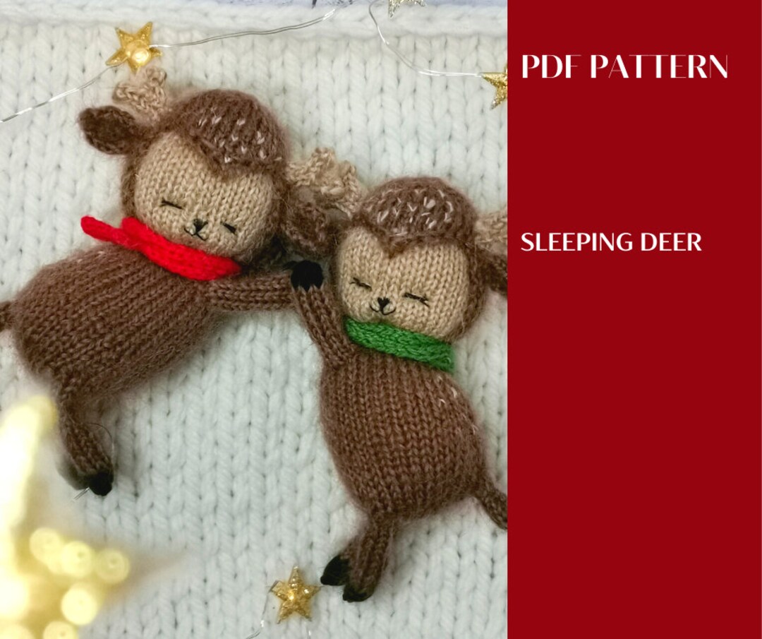 Sleeping Deer Knitting Pattern. English and Russian PDF. - Etsy