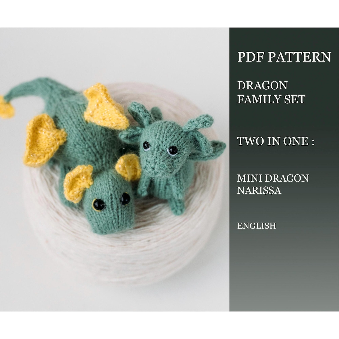 Dragon Family Set Knitting Pattern. 2 in 1. Little Knitted Amigurumi ...
