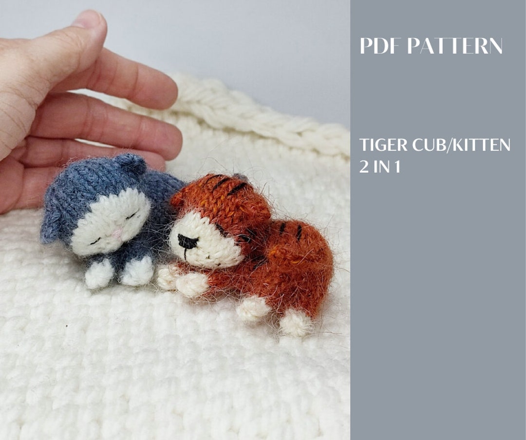 Tiger Cub & Kitten 2 in 1 Knitting Pattern. English and Russian PDF. - Etsy
