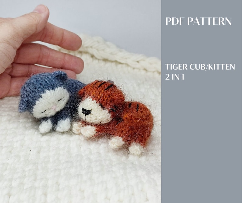 Tiger Cub & Kitten 2 in 1 Knitting Pattern. English and - Etsy