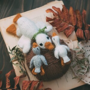 Gosling Family Set Knitting Pattern. Knitted Amigurumi Goose Step by ...