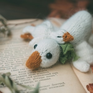 Micro Gosling Knitting Pattern. Knitted Amigurumi Goose Miniature Step ...