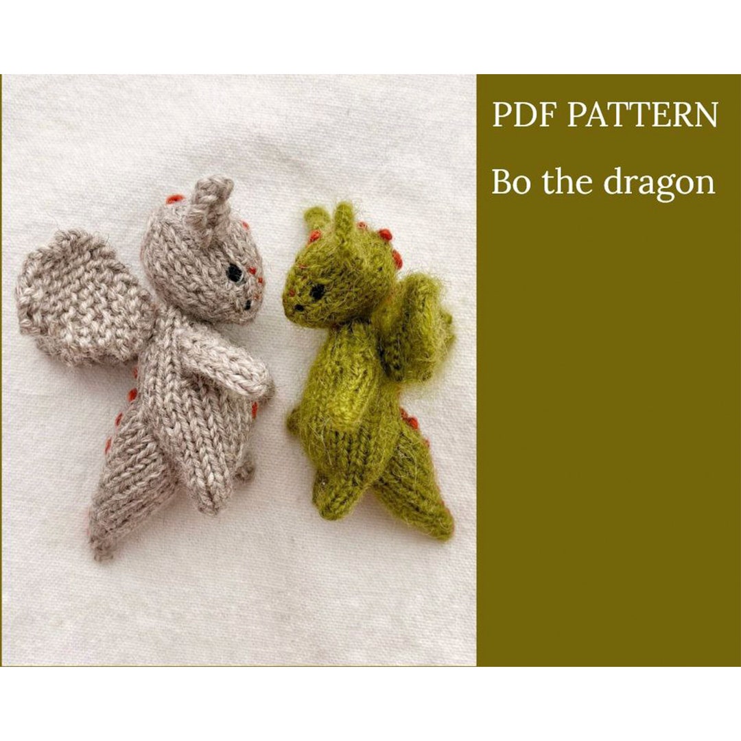 Bo the Dragon Knitting Pattern. English and Russian PDF. - Etsy