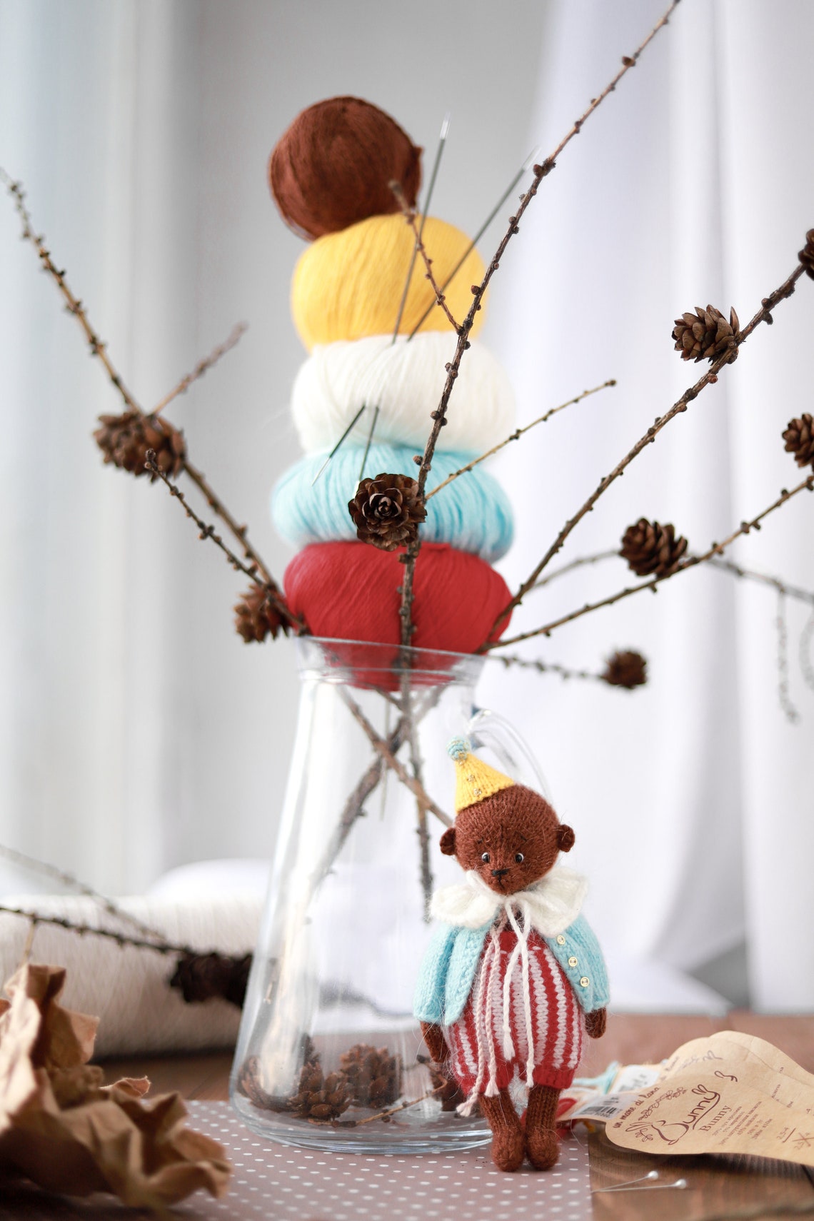 Knitted Circus Bear Clown. Detailed Pattern in English. Amigurumi ...