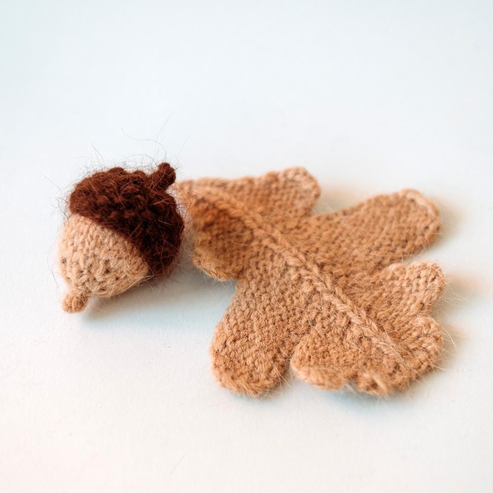 My Perfect Oak Leaf Knitting Pattern. Knitted Acorn Miniature Step by ...