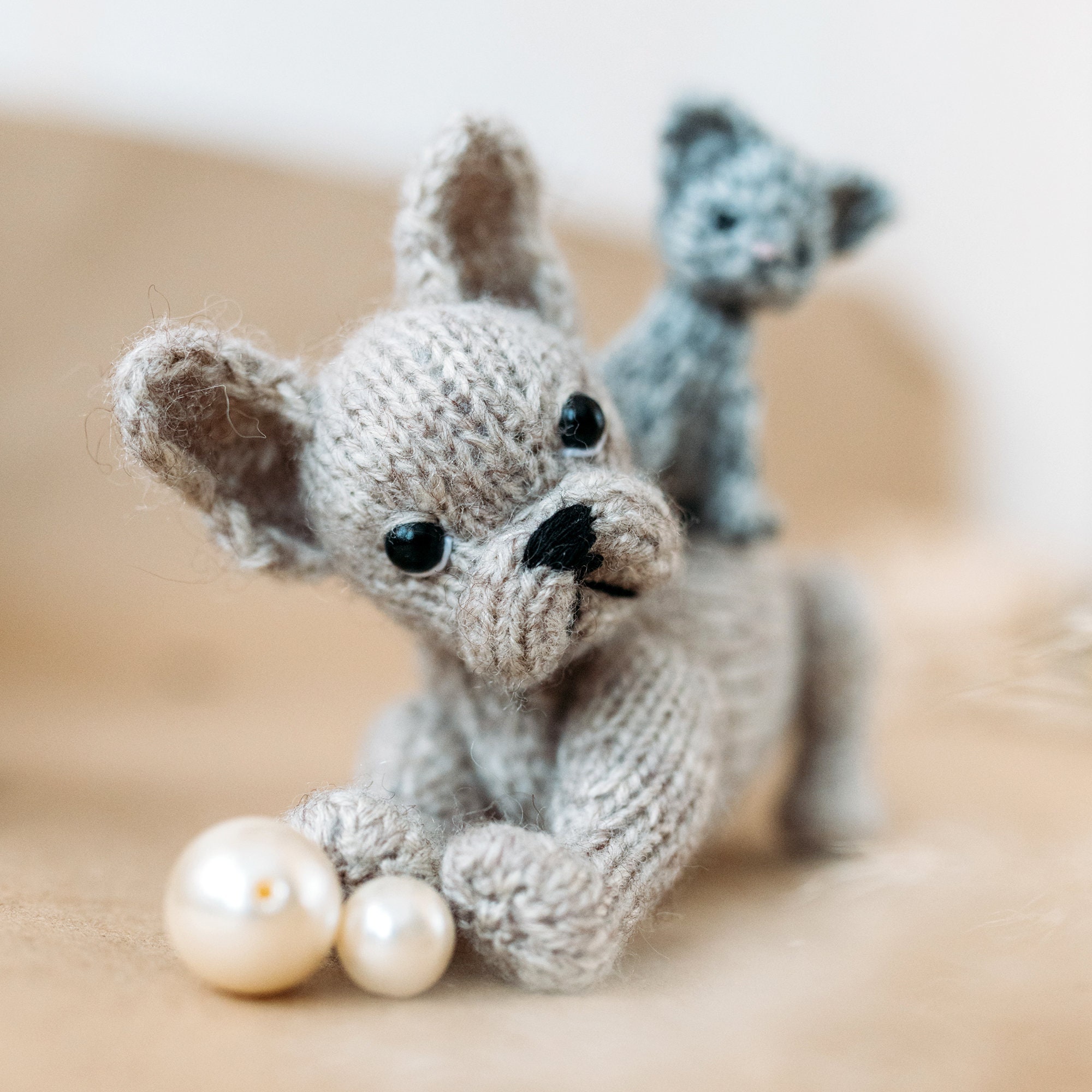 French Bulldog Puppy Knitting Pattern. Little Knitted Realistic Dog ...