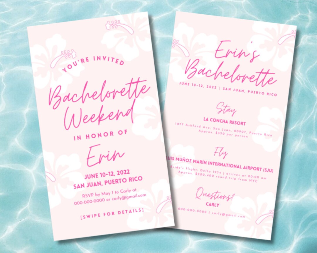 Deluxe Bachelorette Invitation Template Bundle, Bachelorette Itinerary ...