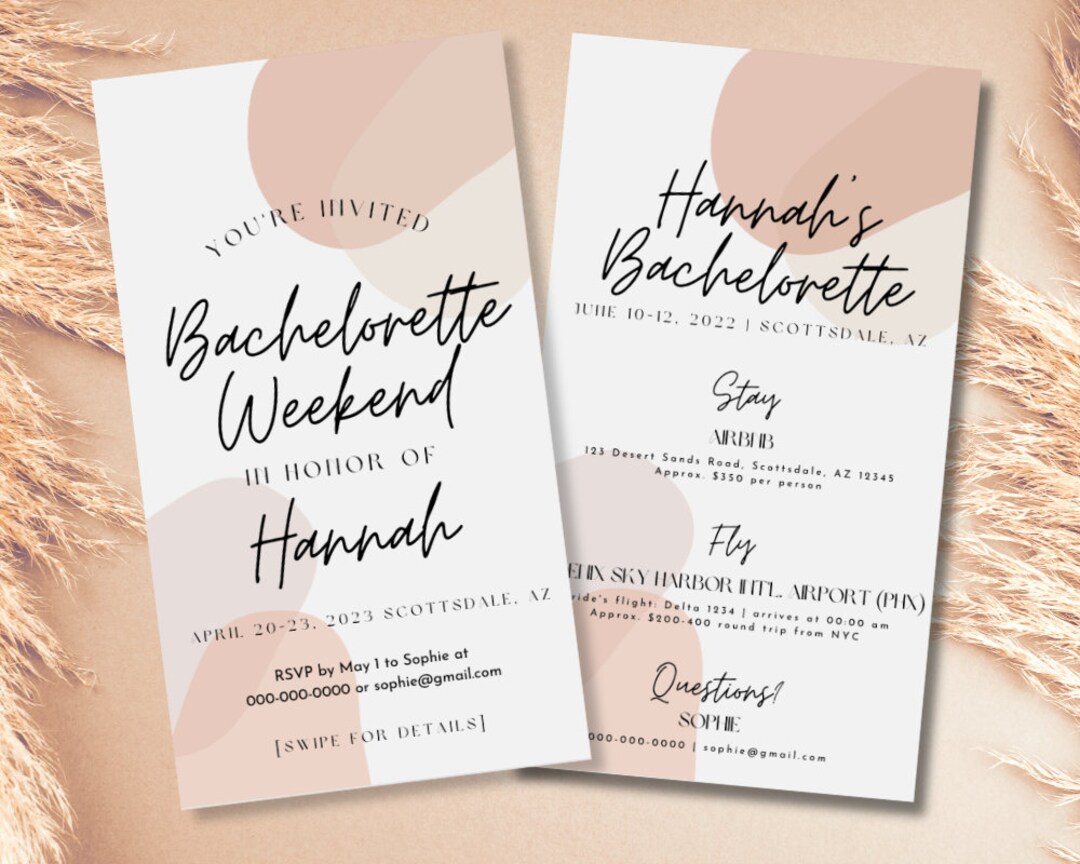 Deluxe Bachelorette Invitation Template Bundle, Bachelorette Itinerary ...