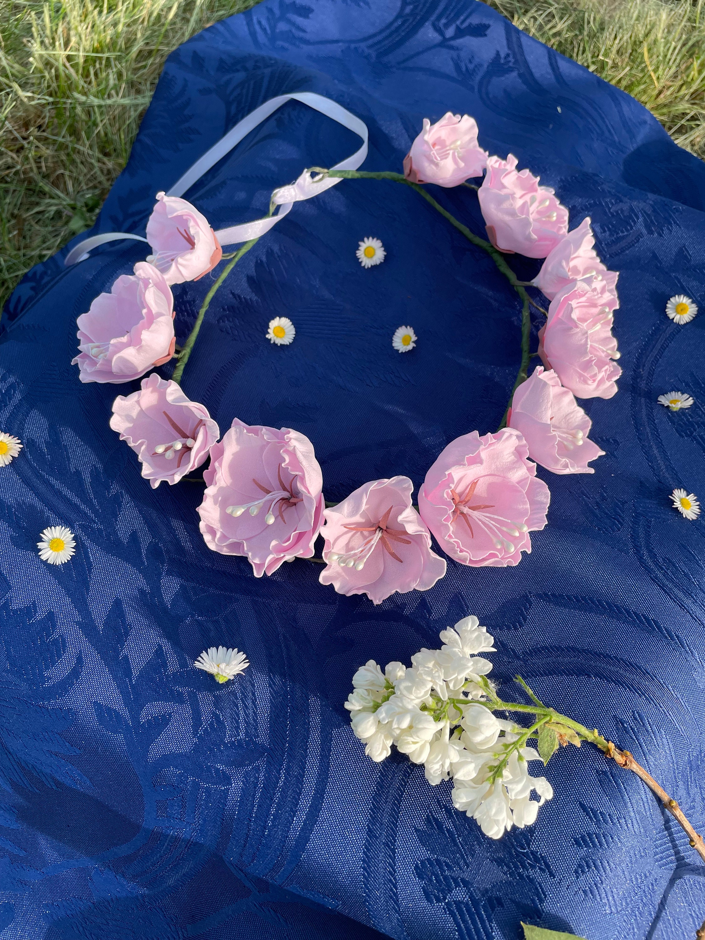 Sakura Flower Crown Bridal Hairstyles Wedding Flower Wreath Flower Head ...
