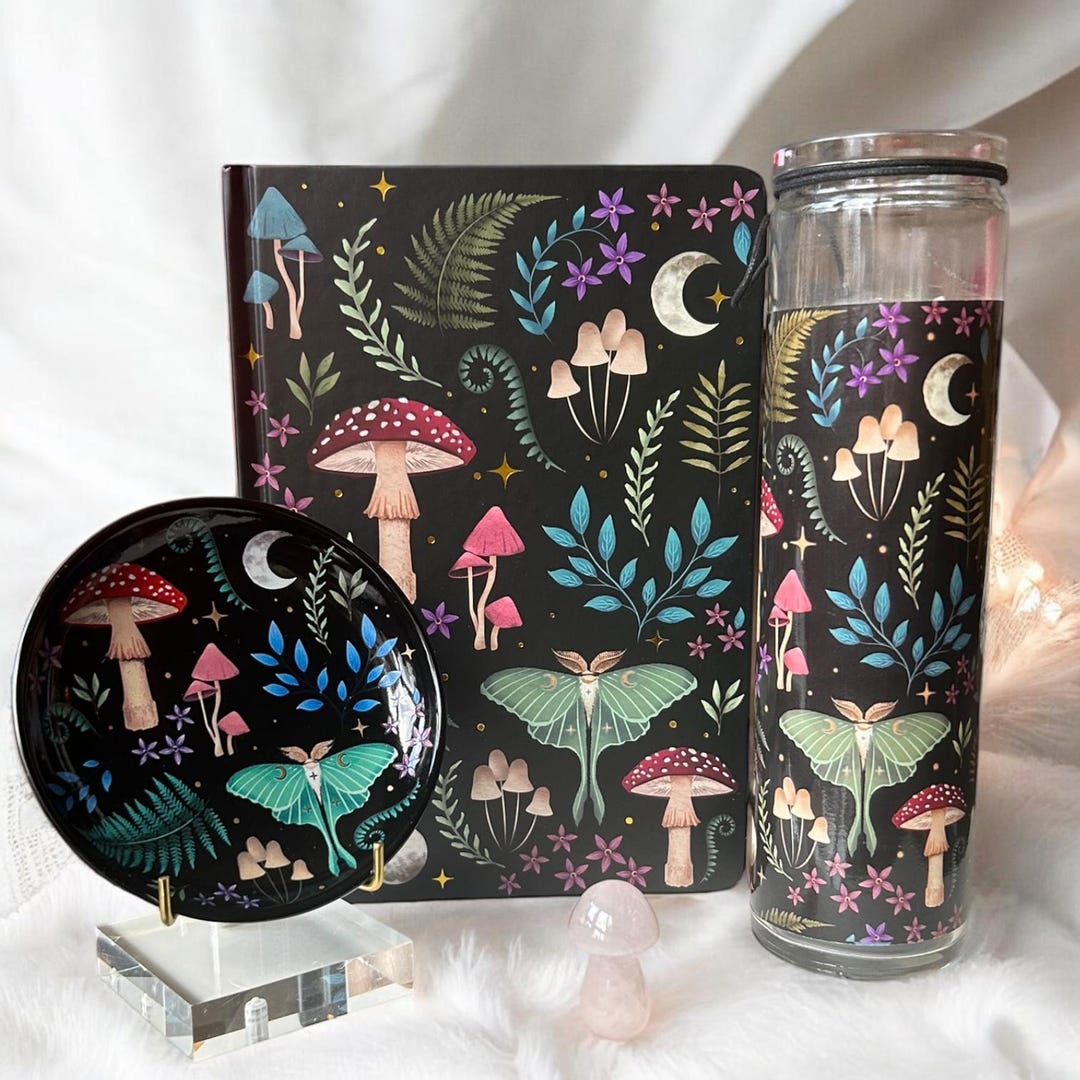 Woodland Forest Gift Set - Wild Berry Tall Candle, Crystal Mushroom ...