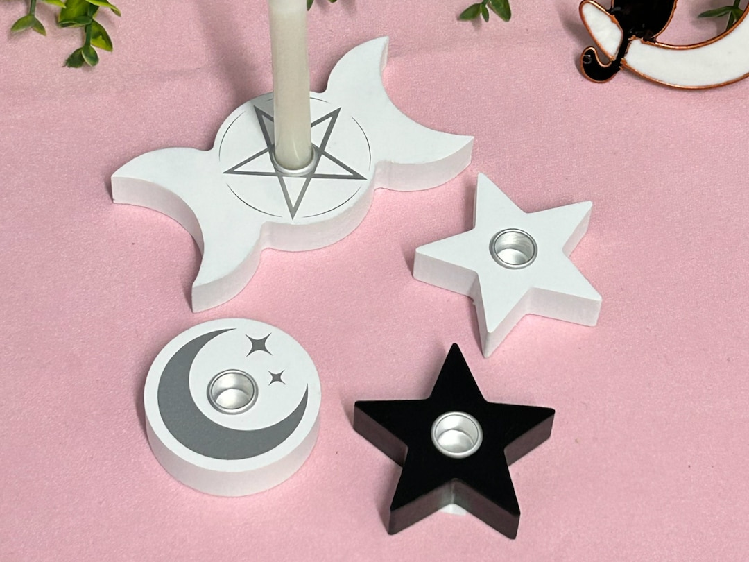 Magic Spell Candle Holder Mystical Moon, Spirit Board, and Star Design ...