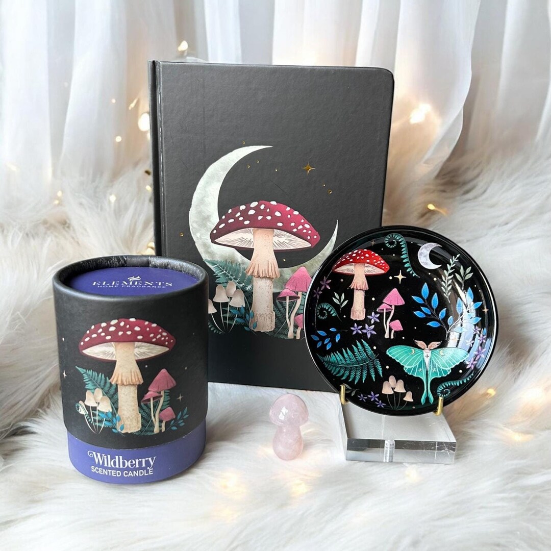 Magical Forest Mushroom Gift Set Wild Berry Scented Candle, Dark Forest ...