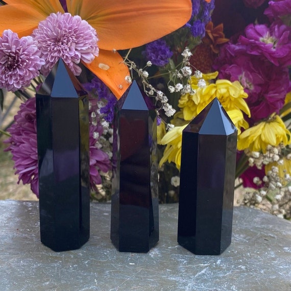 Black Obsidian Towers Root Chakra Grounding & Protection - Etsy