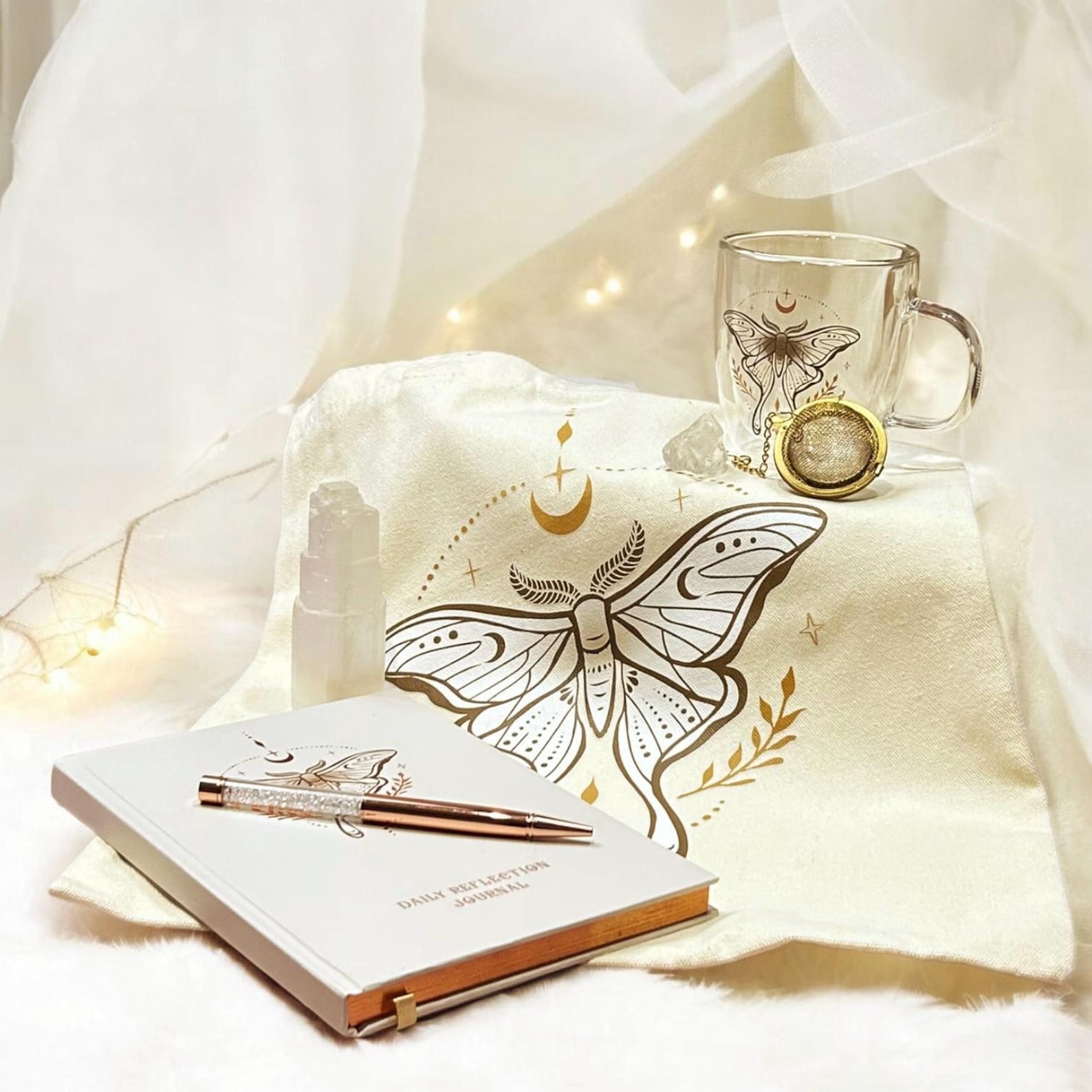 Luna Moth Gift Set: Polycotton Tote, Crystal Tea Mug, Journal ...