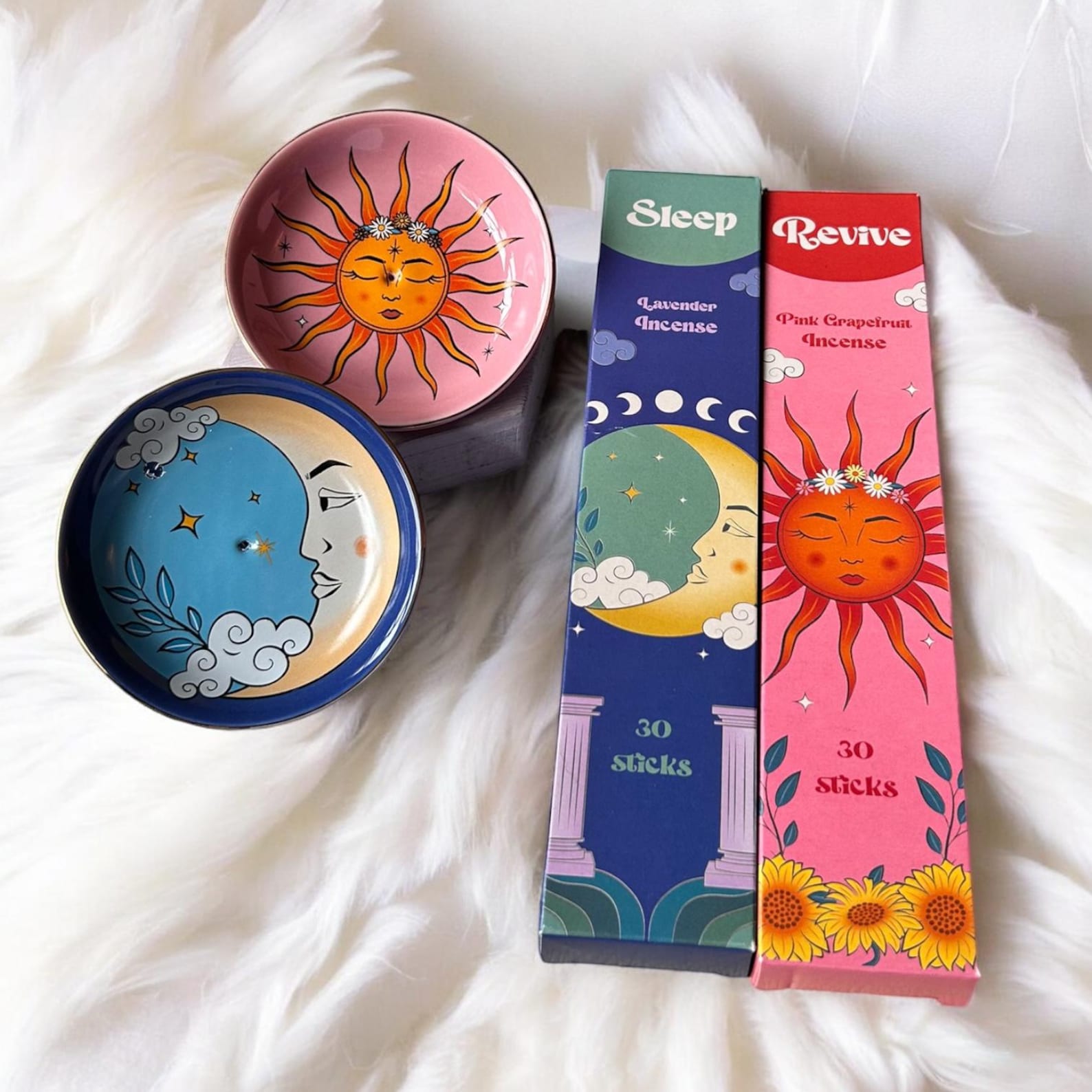 Celestial Incense Gift Set: Grapefruit Lavender Scent - Sun or Moon ...