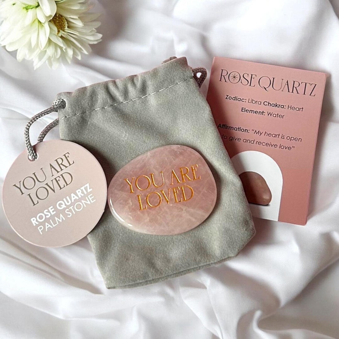 Engraved Rose Quartz Worry Stone: Calming Gemstone Gift - Etsy