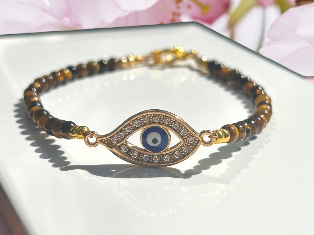 Evil Eye Crystal Jewellery Tigers Eye Evil Eye Charm Handmade ...