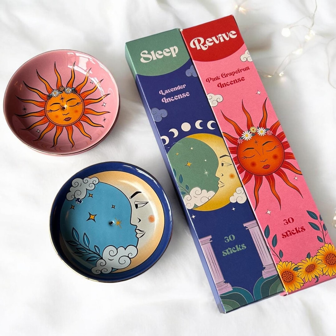 Celestial Incense Gift Set: Grapefruit Lavender Scent - Sun or Moon ...