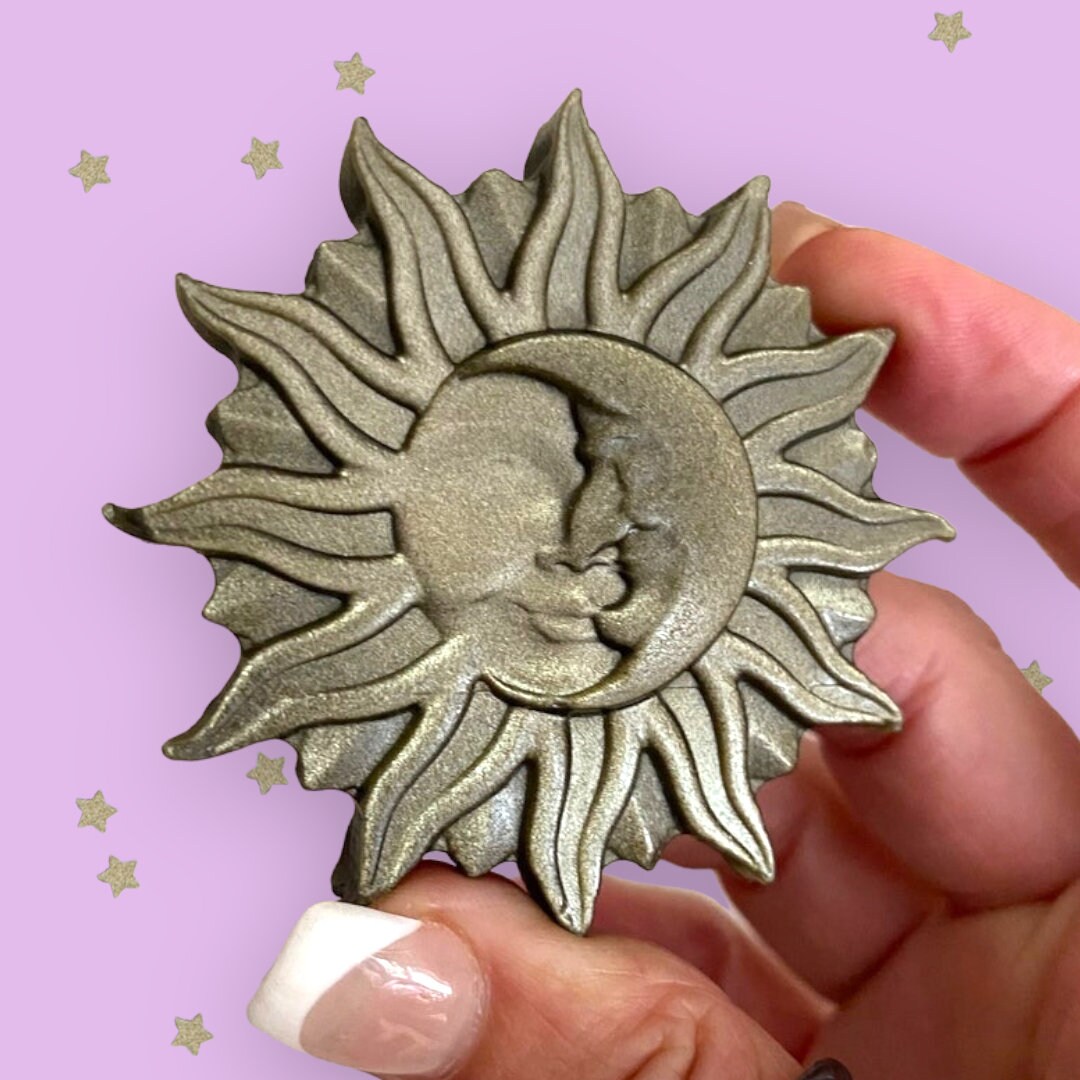 Shimmering Golden Obsidian Sun and Moon Carving - Etsy