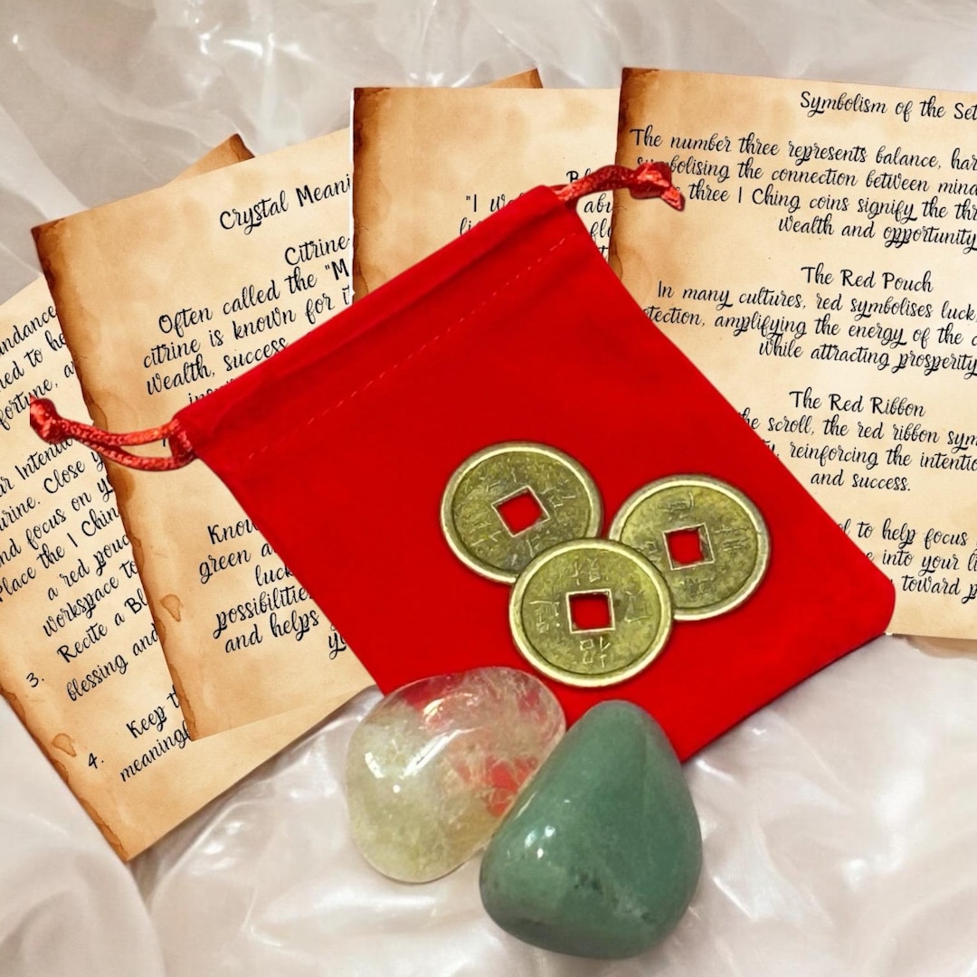 Abundance Prosperity Gift Set, I Ching Coins, Green Aventurine Citrine ...
