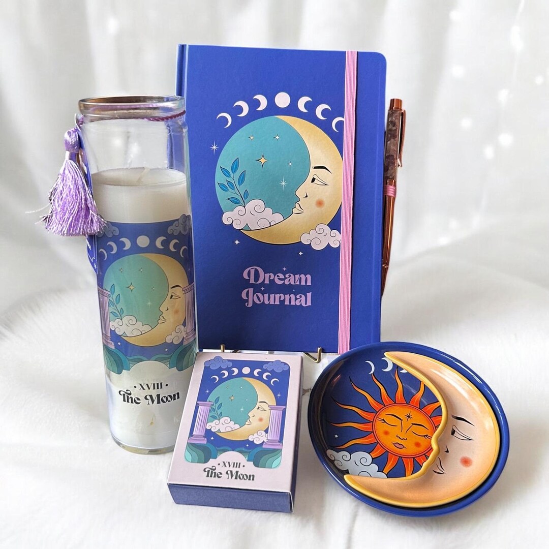 Celestial Gift Set: Moon Journal, Amethyst Pen, Tarot Candle & Trinket ...
